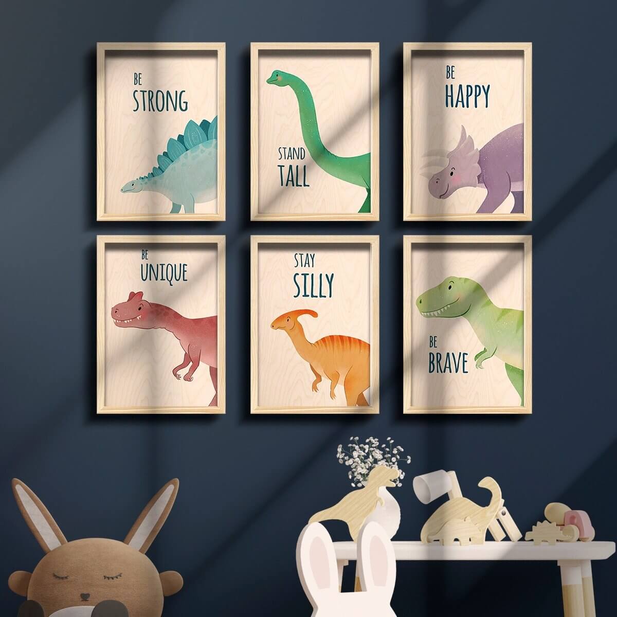 Dino Wooden Wall Art - Set of 6 – Bigsmall.in