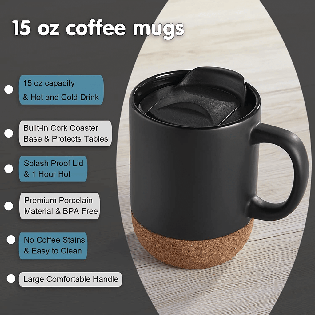 Classic Black Mug with Cork Base– Bigsmall.in