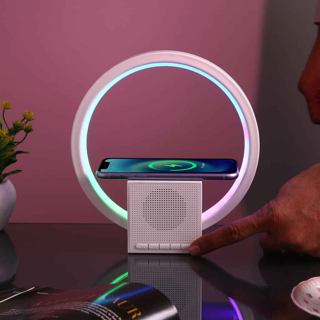 Aura LED Lamp with Wireless Charging & Speaker – Bigsmall.in