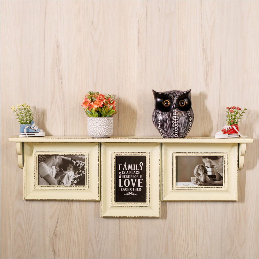 Rustic Wooden Photo Frame with Wall Shelf – Bigsmall.in