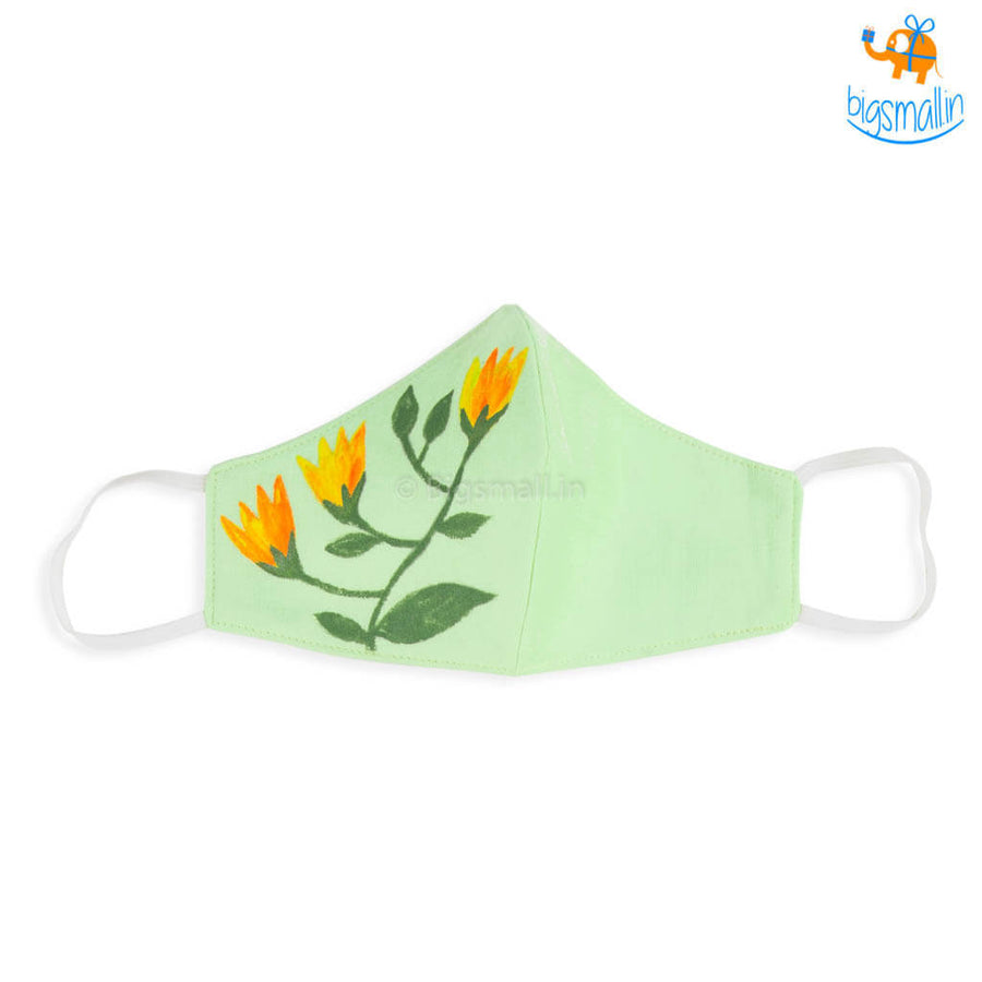 Hand-Painted Floral Cotton Mask – Bigsmall.in