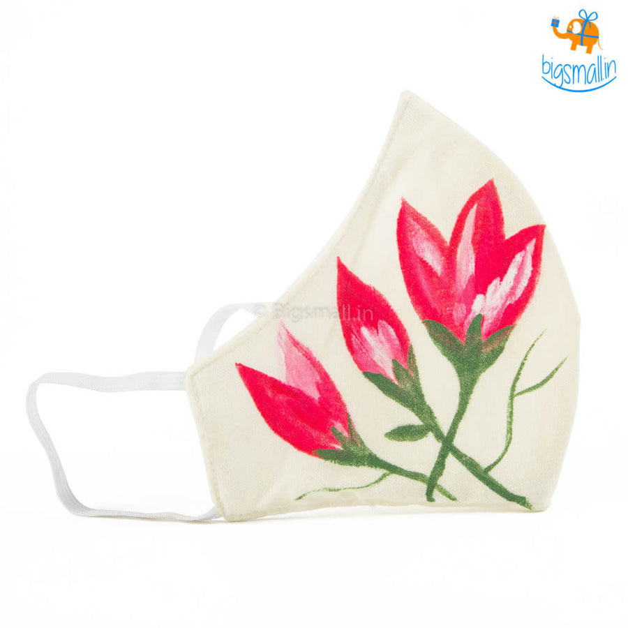 Hand-Painted Floral Cotton Mask – Bigsmall.in