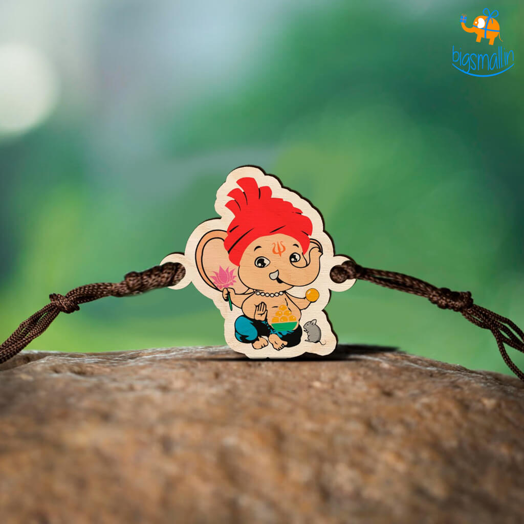 Buy Ganesha Wooden Rakhi Online At Best Price In India – Bigsmall.in