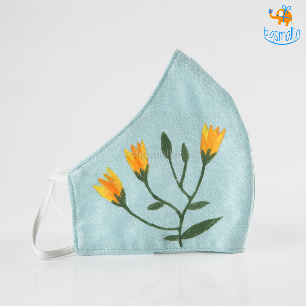 Hand-Painted Floral Cotton Mask – Bigsmall.in